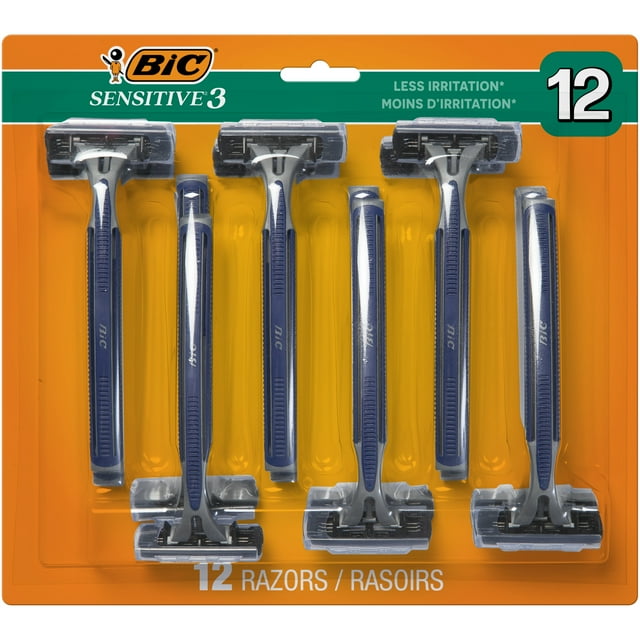 BIC Sensitive 3 Disposable Manual Razors, Sensitive Skin, Men's, 3 ...