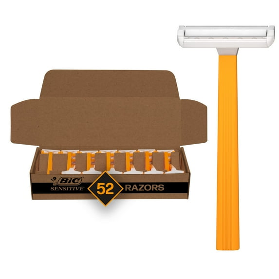 BIC Sensitive Disposable Razors for Men, Long-Lasting 1 Blade Razors ...