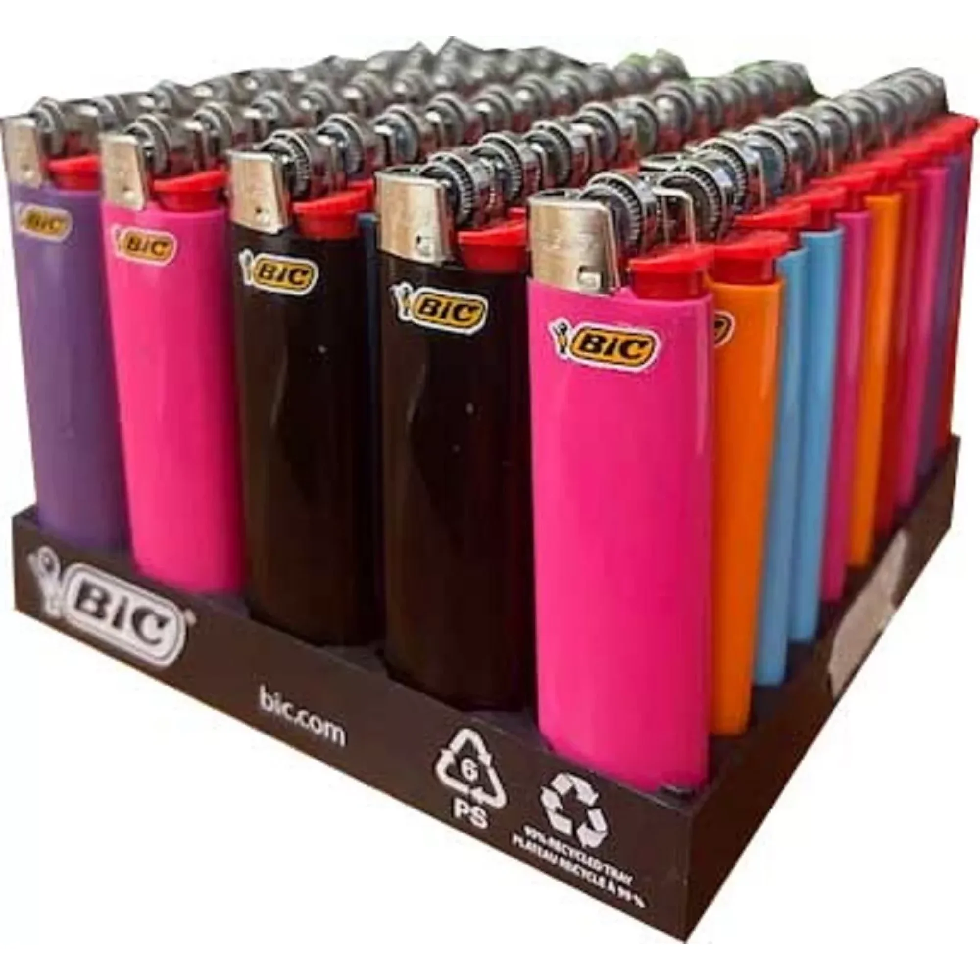 BIC Slim Medium Size Disposable Lighters, 50-Count Tray, Assorted ...
