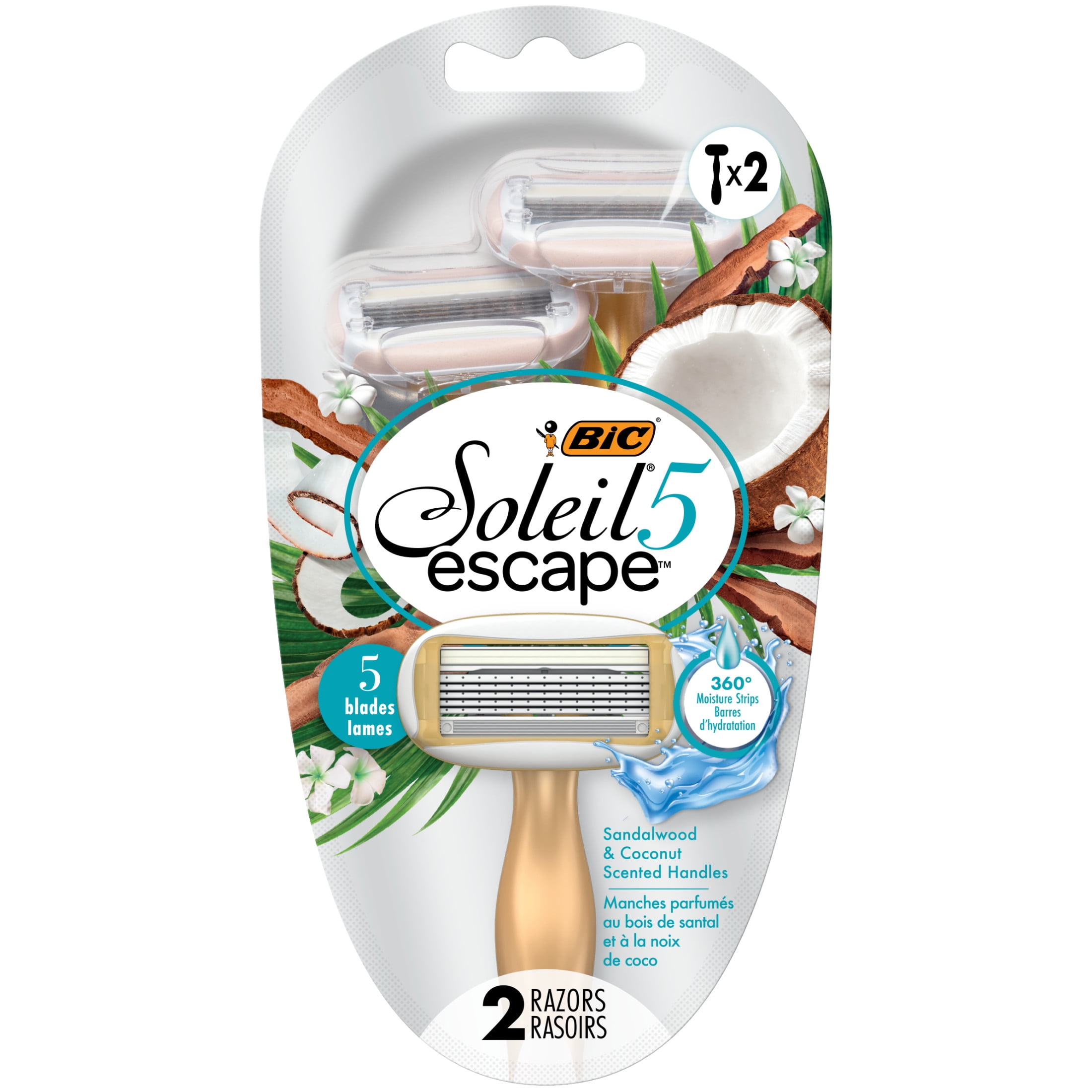 BIC Soleil Escape 5-Blade Disposable Razors, Coconut and Sandalwood ...