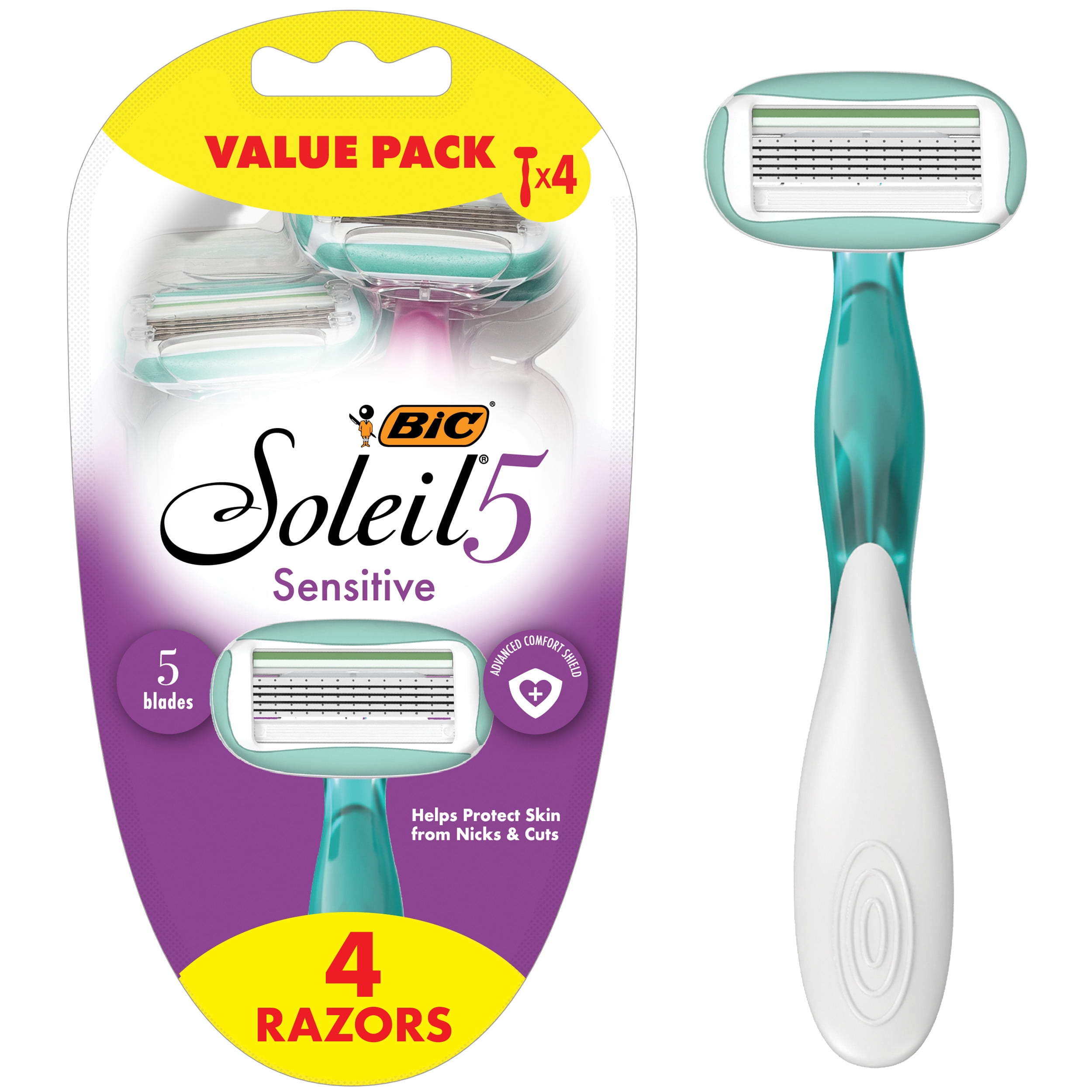 BIC Razor Sensitive Advanced Women's Disposable 5-Blade Razor with ...