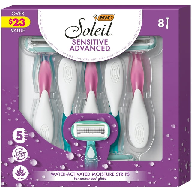BIC Soleil Sensitive Advanced Women's 5 Blade Razor, 8 Count - Gift Set ...