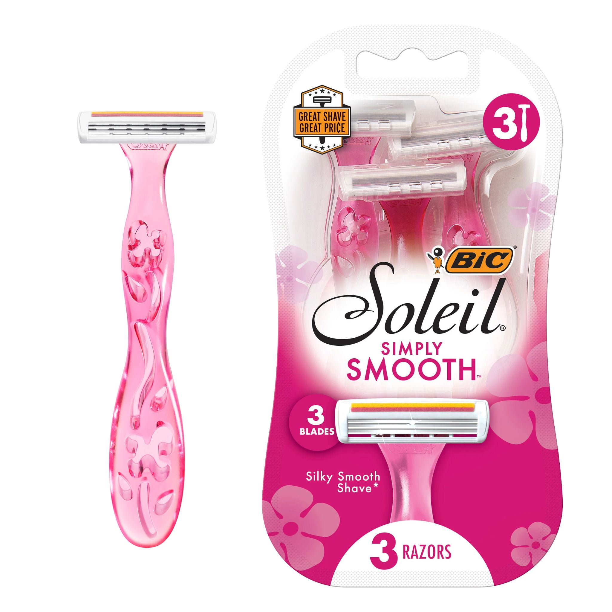 Bic Soleil Simply Smooth Disposable Razor, Women, 3-Count - Walmart ...