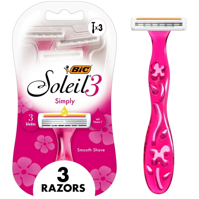 BIC Soleil Simply Smooth Women's 3 Blade Manual Razor, 3 Count, Pink ...