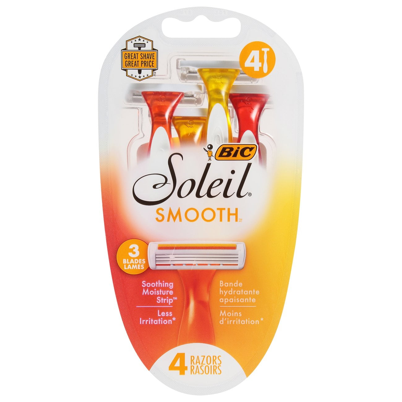 BIC Soleil Smooth 3 Blades Disposable Razors - 4 ct (Packaging Varies ...