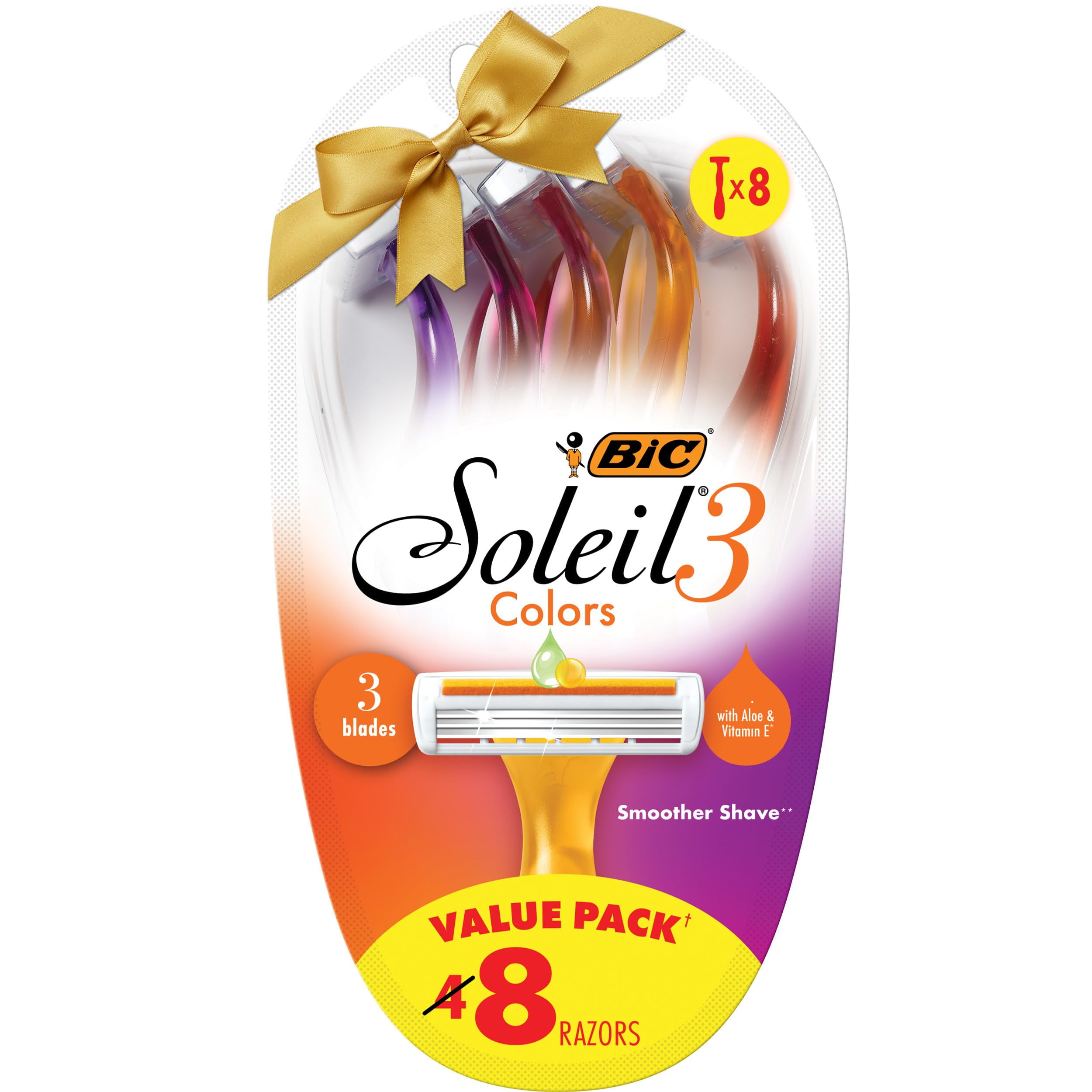 BIC Soleil Smooth Colors Women's Disposable Razors With Vitamin E ...