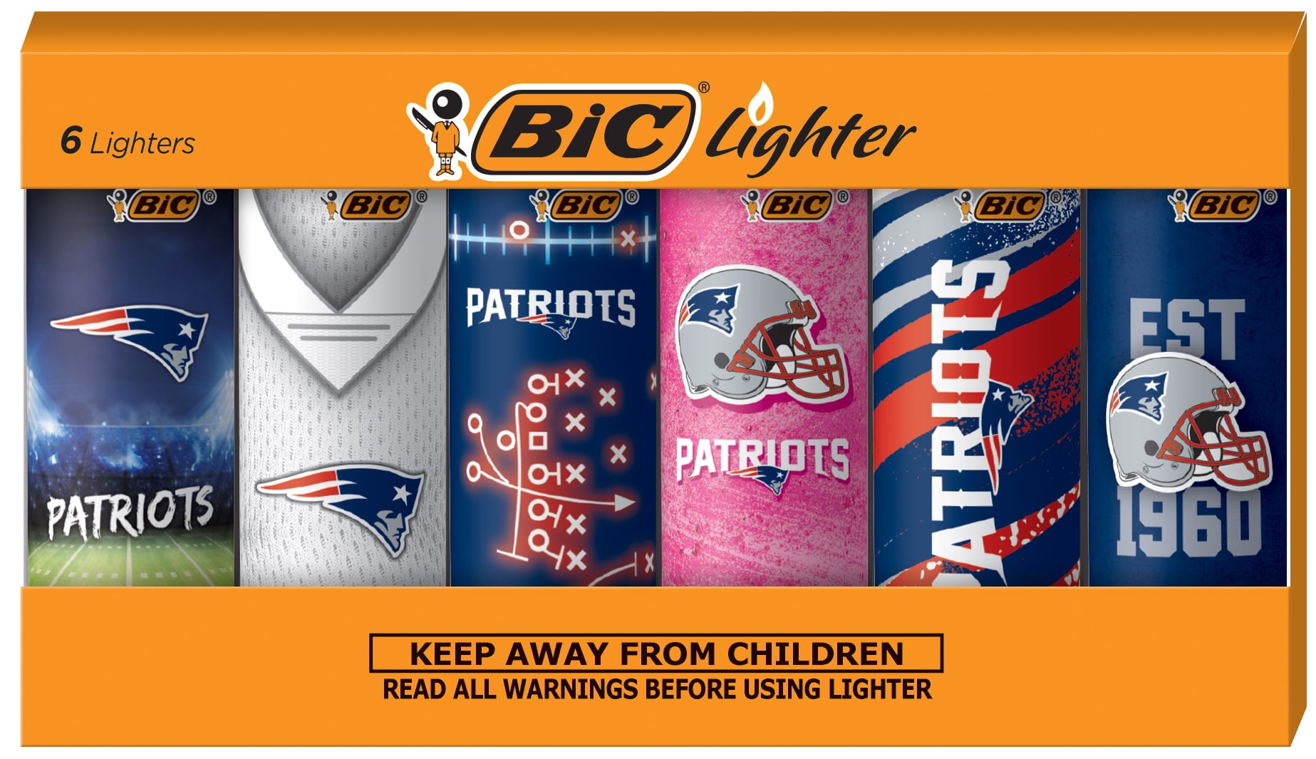 BIC Full Size Special Edition New England Patriots Series Pocket Lighters, 6-Pack Gift - Walmart.com