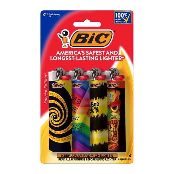 BIC Maxi Pocket Lighters, Special Edition Series 4-pack, Assorted ...