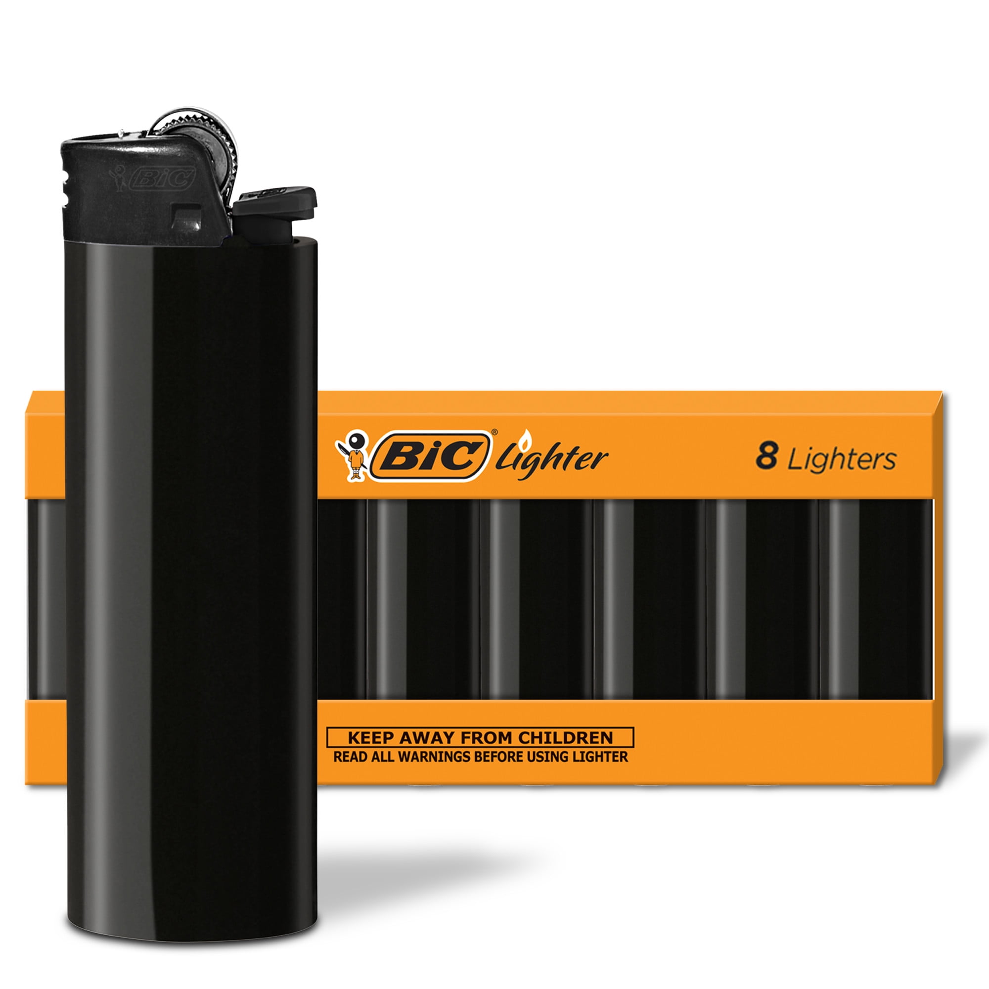 BIC Pocket Lighters, Black, Durable Isobutane Flame, 8 Count Multipack ...