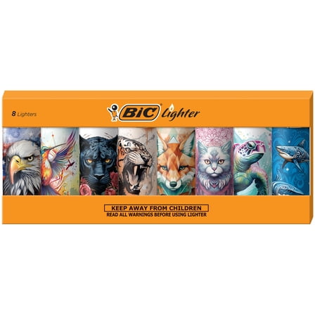 BIC Special Edition Party Animal Series Lighters, Set of 8, Long ...