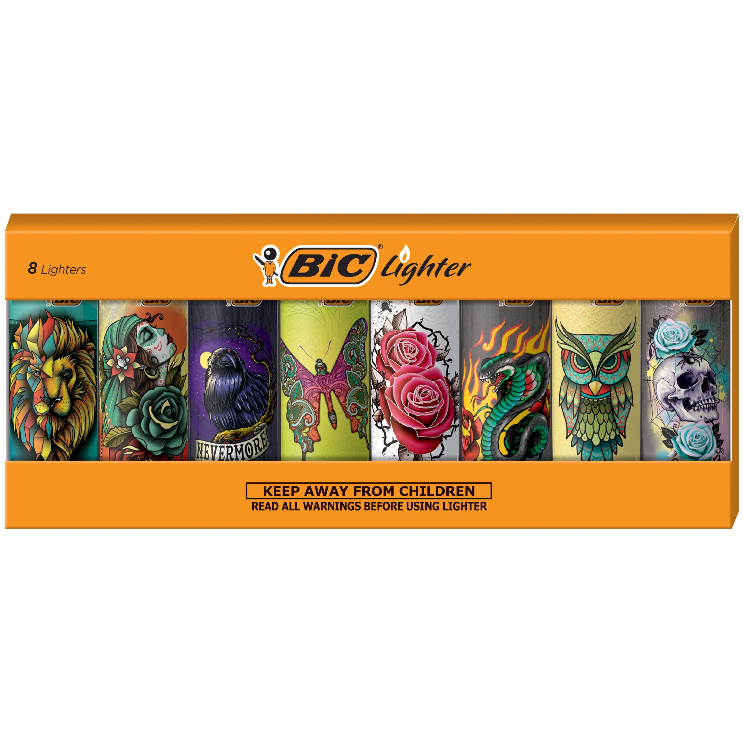 BIC Special Edition Tattoos Series Pocket Lighters, Multipack of 8 ...