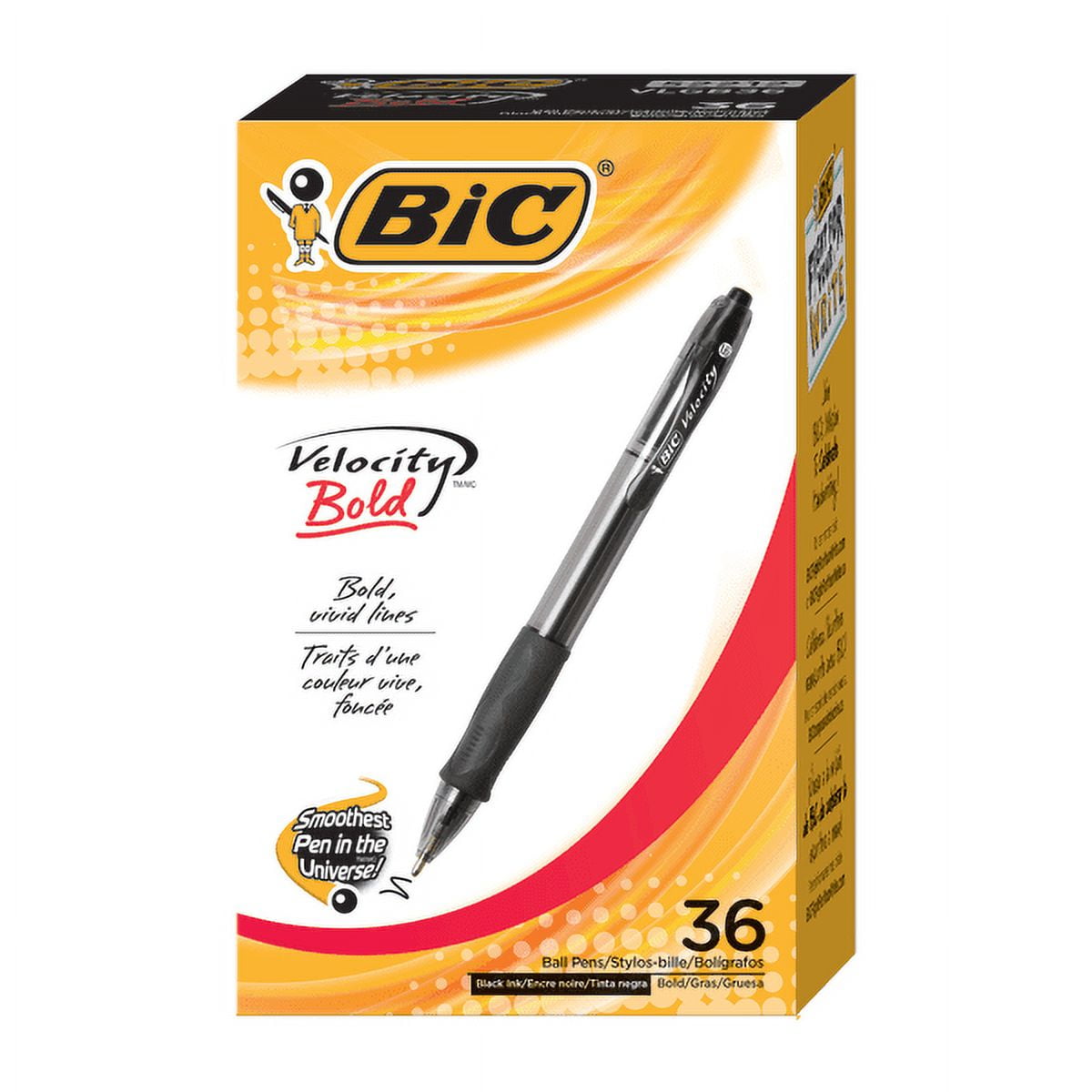 BIC Velocity Bold Ballpoint Pens, Bold Point, 1.6 mm, Translucent ...
