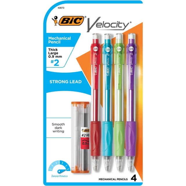BIC Velocity Mechanical Pencil, 0.9 mm, 4 Count - Walmart Business Supplies