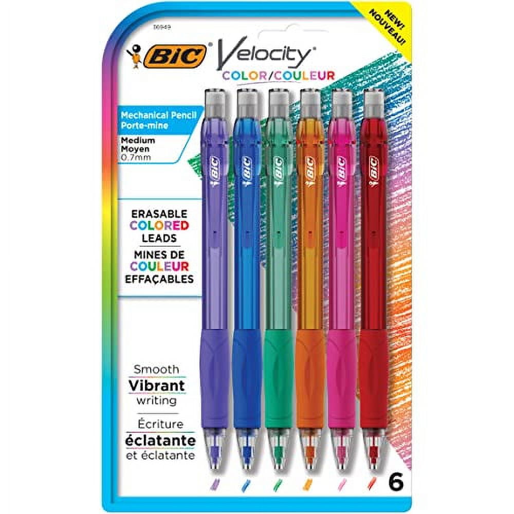 BIC Velocity Mechanical Pencils, Colored Leads, Medium Point 0.7 mm, 6 ...