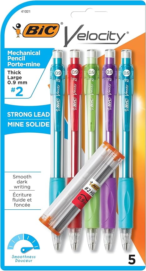 BIC Velocity Strong Lead Mechanical Pencils, With Colorful Barrel ...