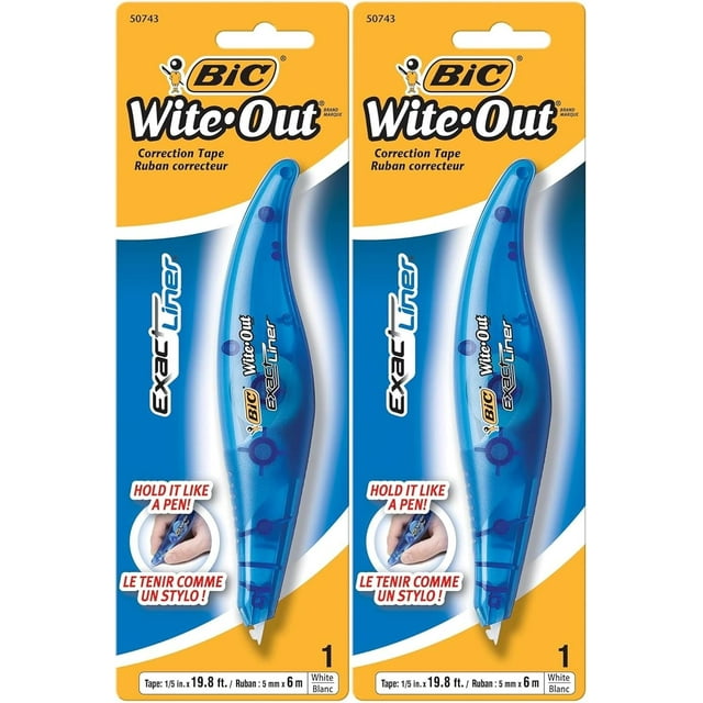 BIC White-Out Exact Liner Correction Tape Pen, Non-Refillable, 1/5 Inch ...