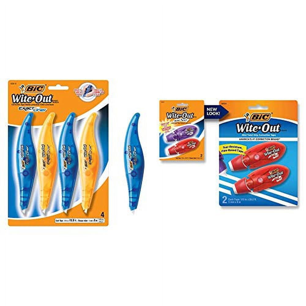 BIC Wite-Out Brand Exact Liner Correction Tape, White, 4-Count & Wite ...