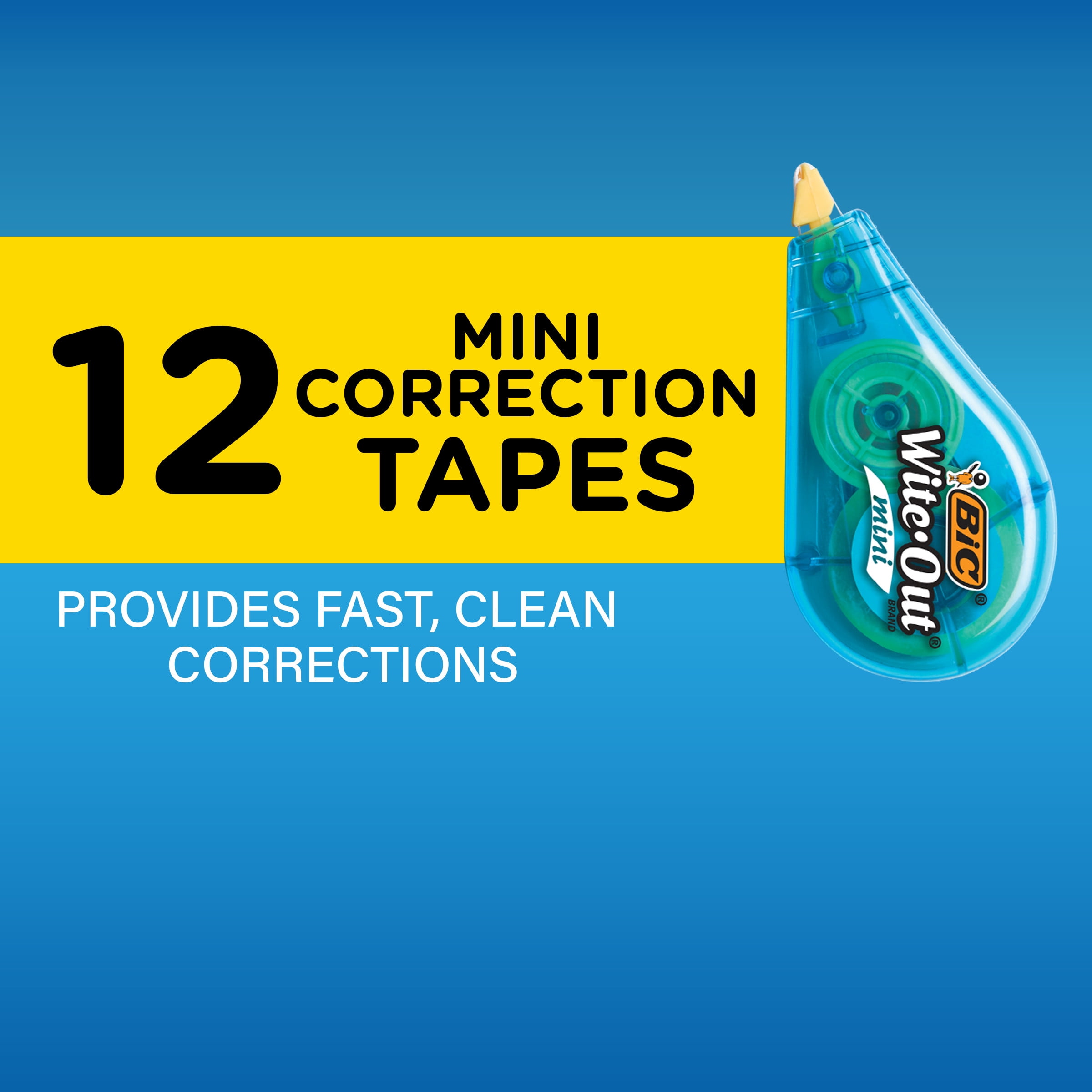 BIC Wite-Out Brand Mini Instant Correction Tape, White, 12-Count Pack ...
