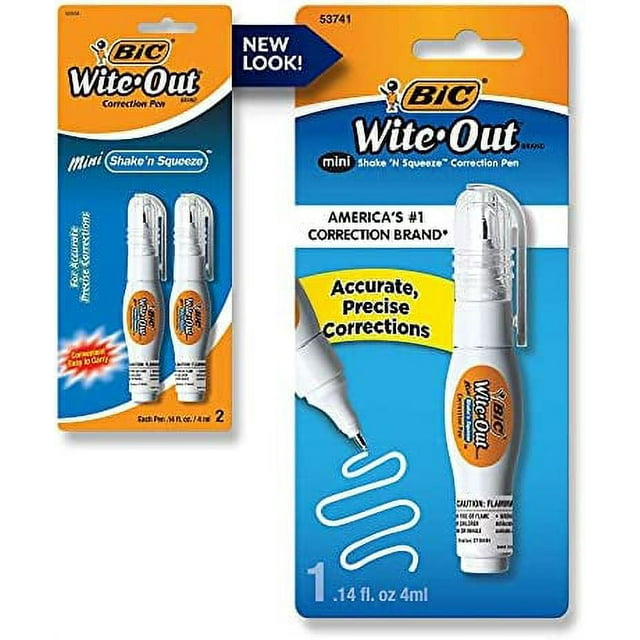 BIC Wite-Out Brand Mini Shake 'n Squeeze Correction Pen, 4ml, White, 2 ...