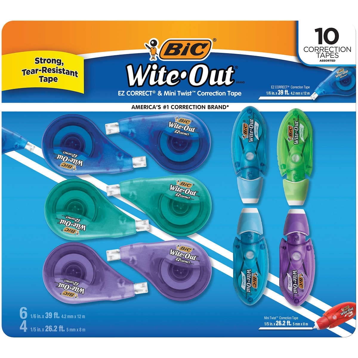 BIC Wite-Out Correction Tape, Variety Pack, 6 EZ Correct and 4 Mini ...