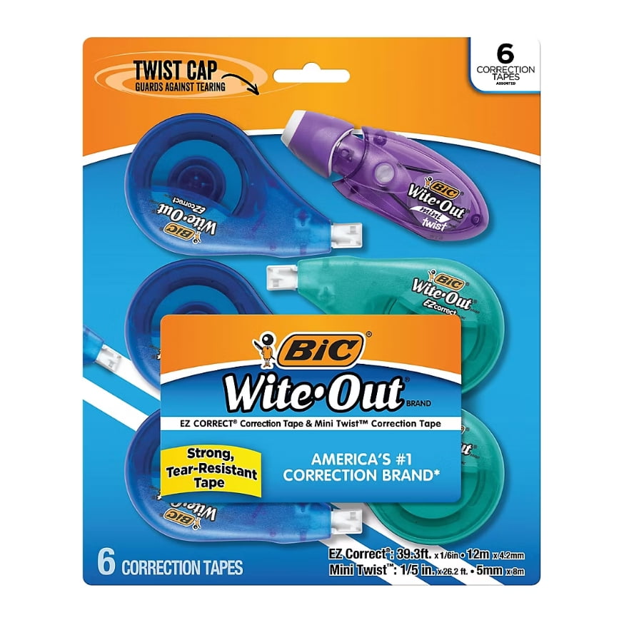 BIC Wite-Out EZ Correct Correction Tape, 5 ct. Plus Mini Twist Grip ...