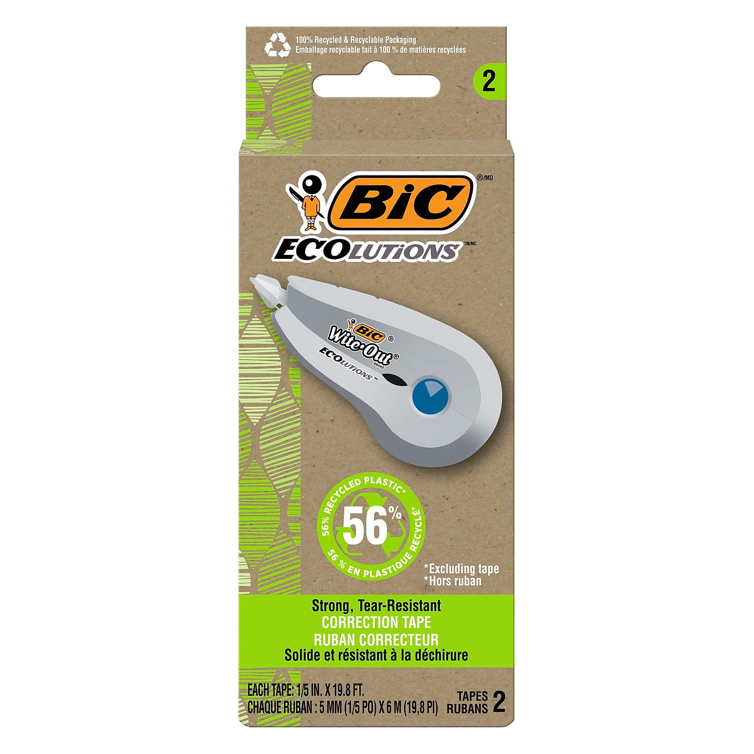 Bic Corporation WOET21WHI Wite-out Brand Ecolutions Correction Tape ...