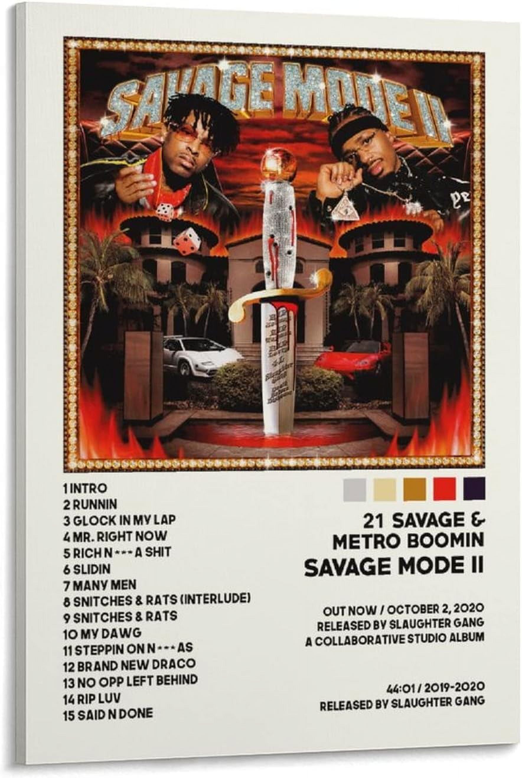 BICHI 21 Savage Poster Savage Mode II Album Cover Posters Canvas Art Poster and Wall Art Picture ...