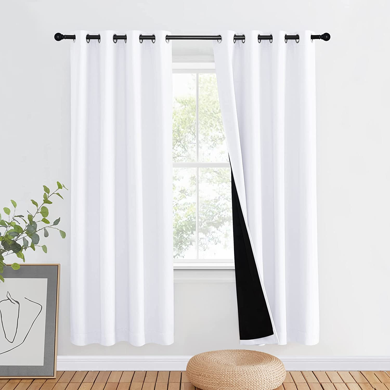 BICIDO-100% Blackout Cold Blocking Window Curtain Panel, Full Light ...
