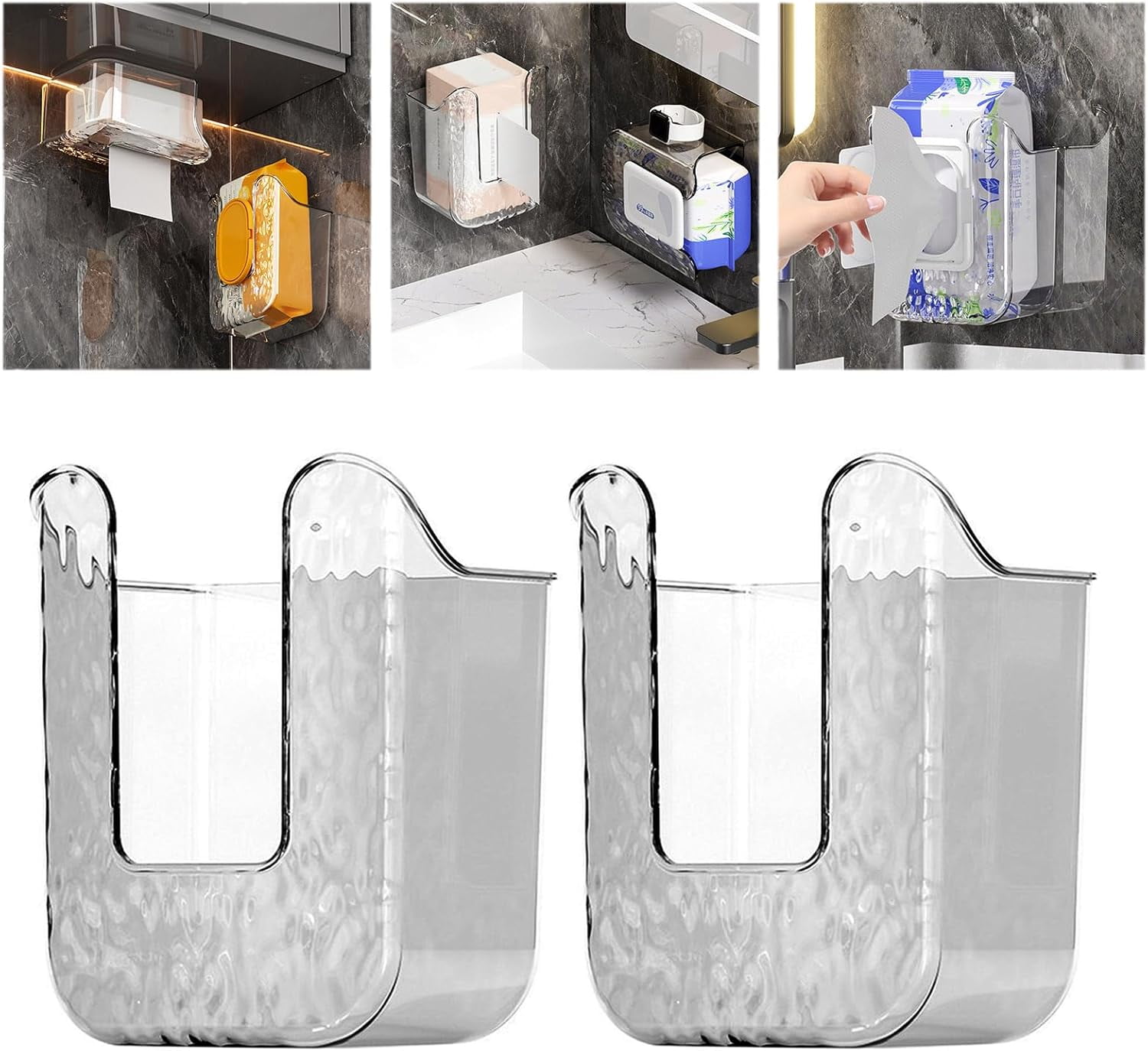 BICIDO-2 Pcs Wipes Dispenser, Container and Holder for Bathroom, Clear ...