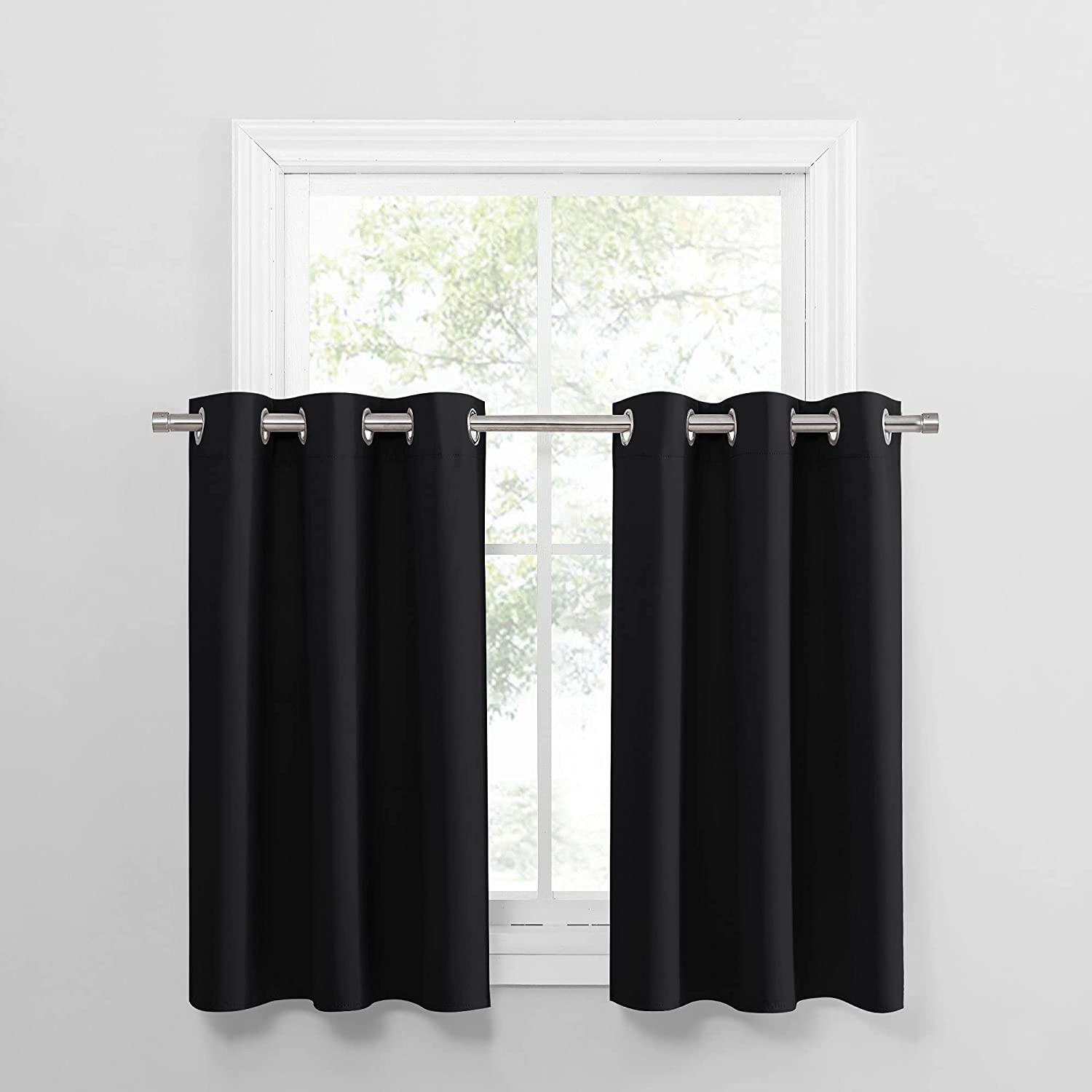 BICIDO-36 in Blackout Tiers, Grommet Top Half Window Curtains for ...