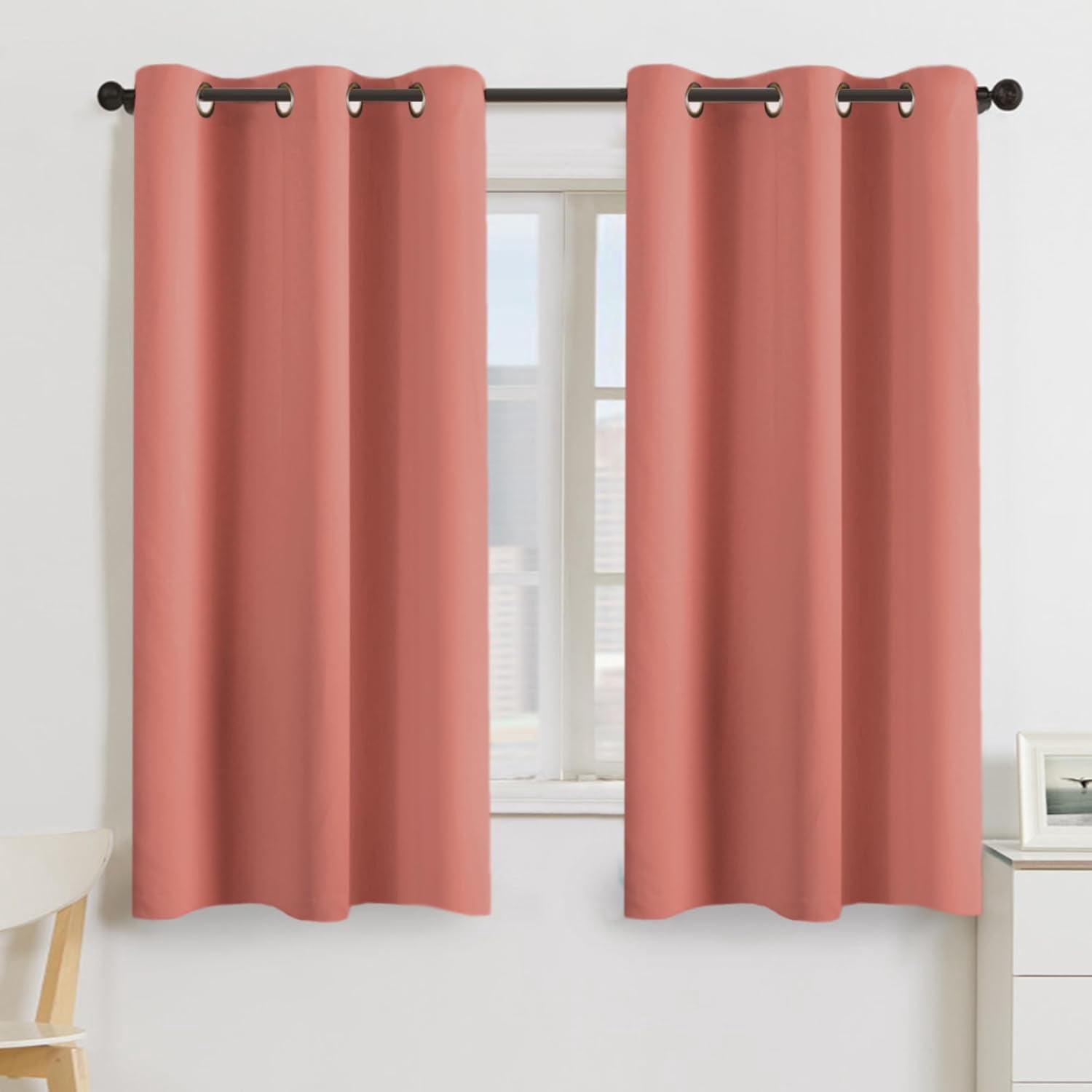 BICIDO-99% Blackout Curtains Energy Efficient Solid 2 Panels Thermal ...