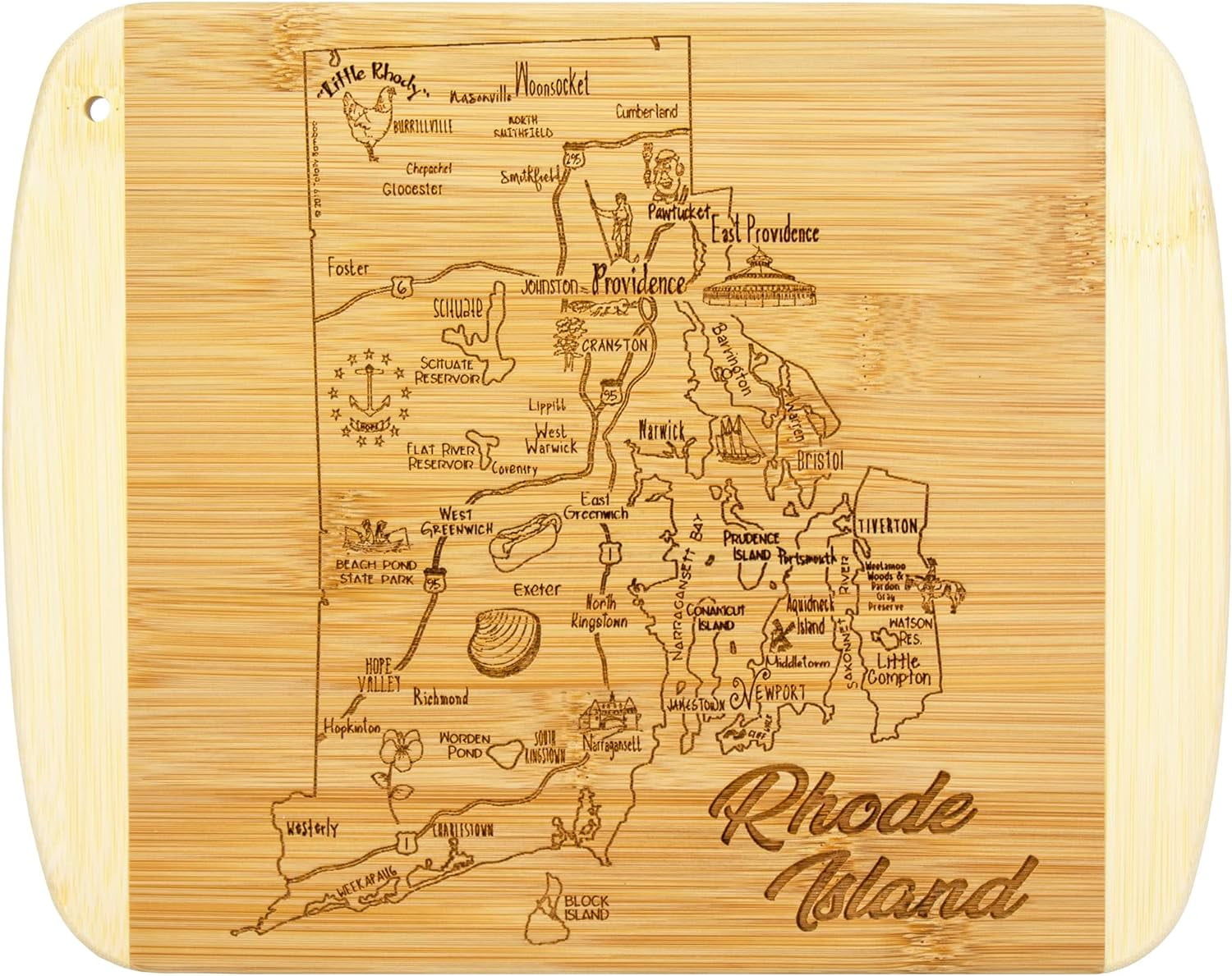 BICIDO-A Slice of Life Rhode Island State Serving and Cutting Board, 11 ...