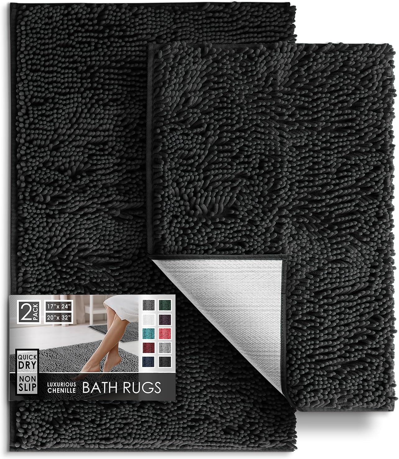 BICIDO-Bathroom Rugs Sets 2 Piece, Chenille Bath Mat Set - Machine ...