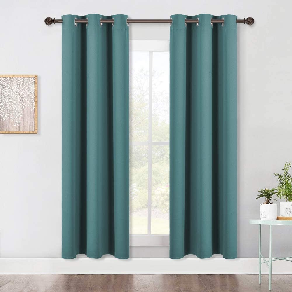 BICIDO-Blackout Window Curtains 70" L, 2 Panels, 34 inch, Sea Teal ...