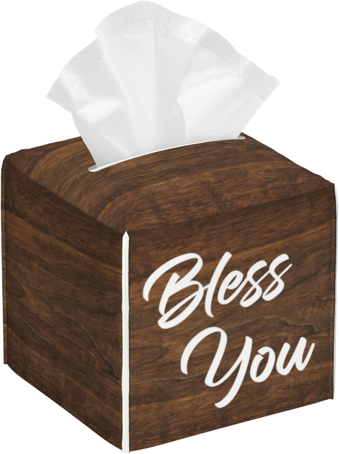 BICIDO-Bless You Tissue Box Cover Square,Wooden Board Texture Tissue ...