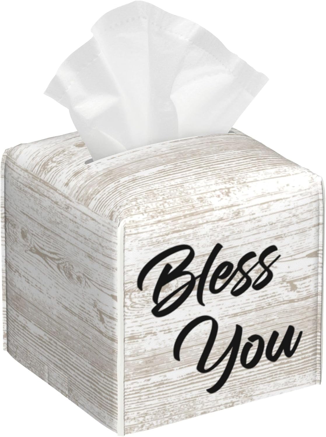 BICIDO-Bless You Tissue Box Cover Square, Wooden Board Texture Tissue ...