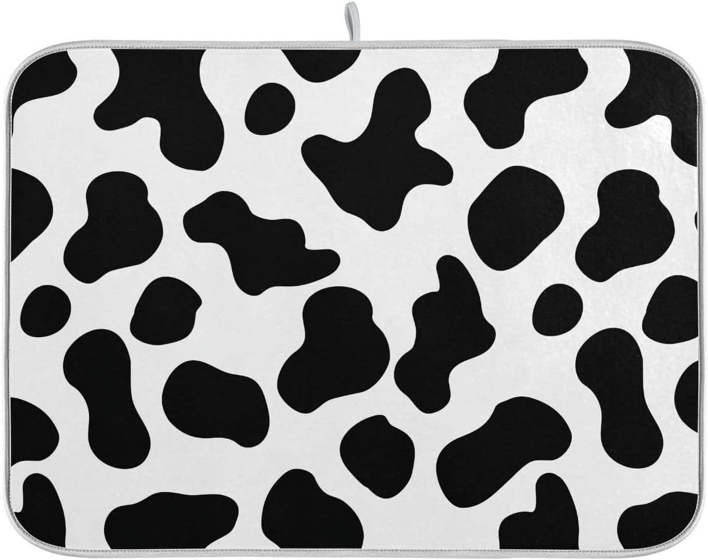 BICIDO-Cow Spots Black and White Dish Drying Mat 18x24 for Kitchen ...