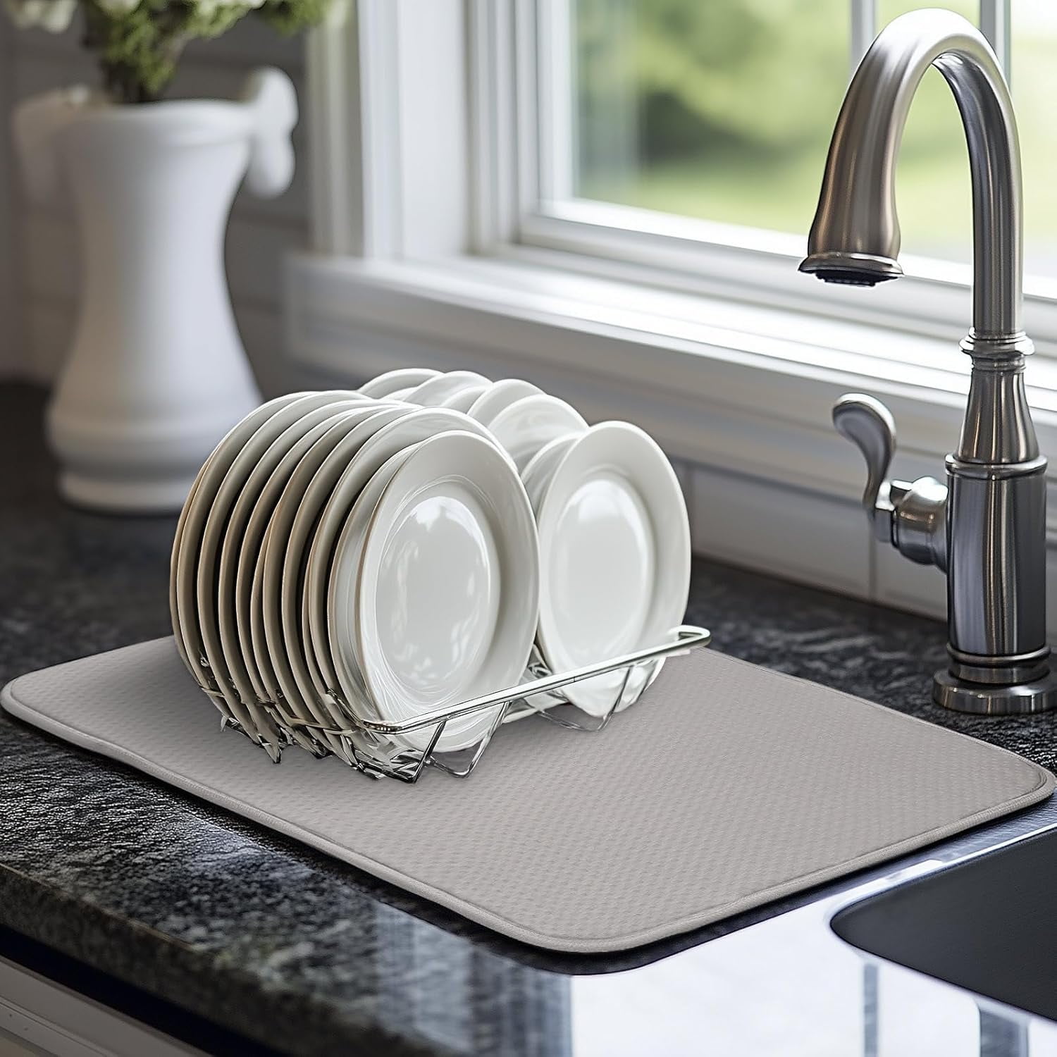 BICIDO-Dish Dryer Mat, Dish Drying Mats For Kitchen Counter, Large Dish ...