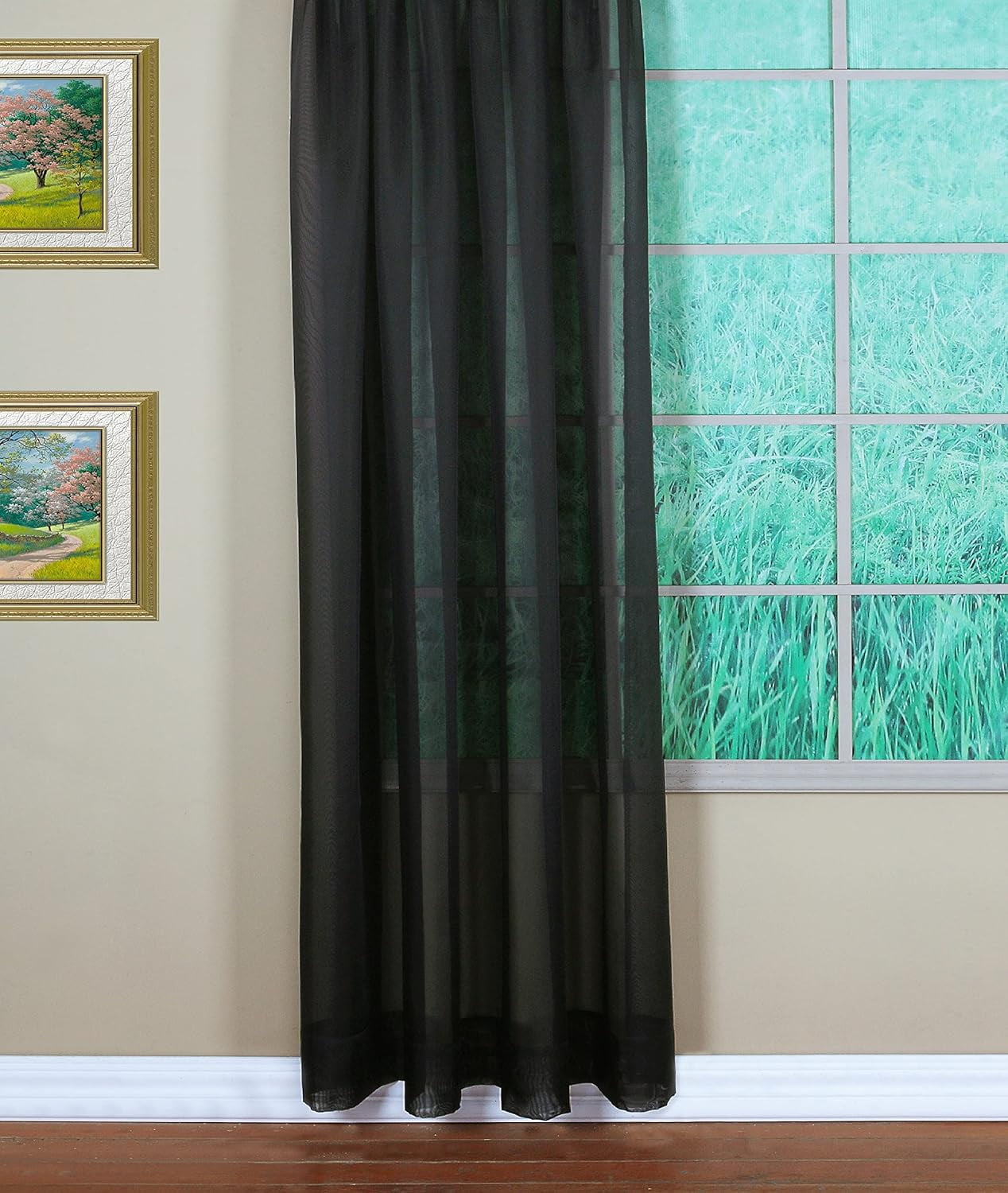BICIDO-Emelia Original Voile Panel 120", Black, 60" W x 120" L ...