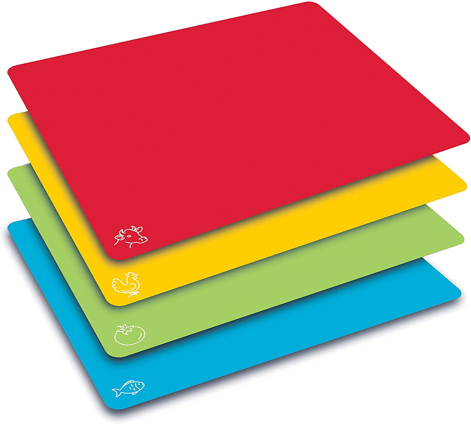 BICIDO-Extra Thick Flexible Plastic Cutting Board Mats, Set of 4, Color ...