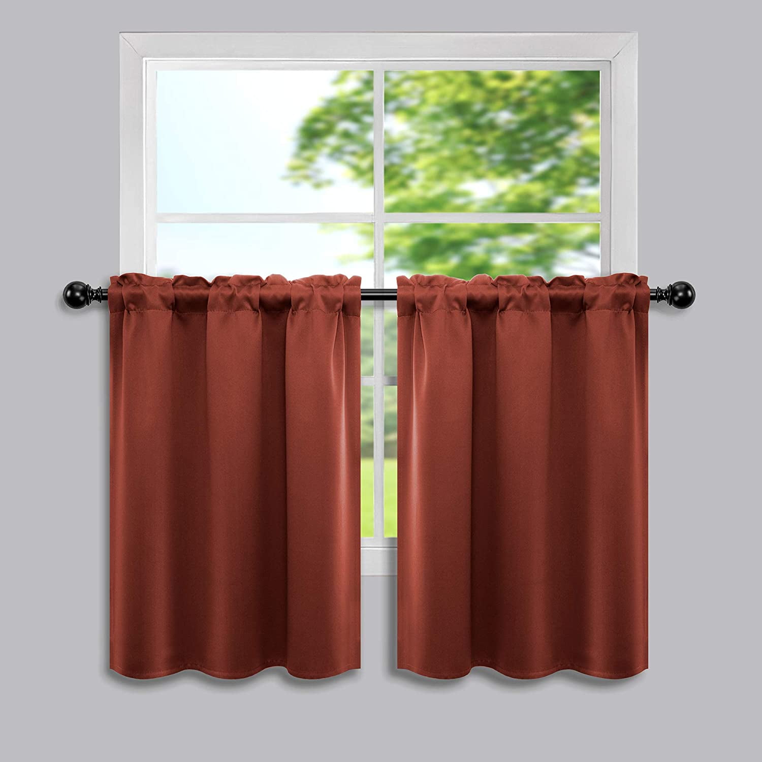 BICIDO-Fall Curtains for Kitchen Windows 2 Panel Rod Pocket Thermal ...
