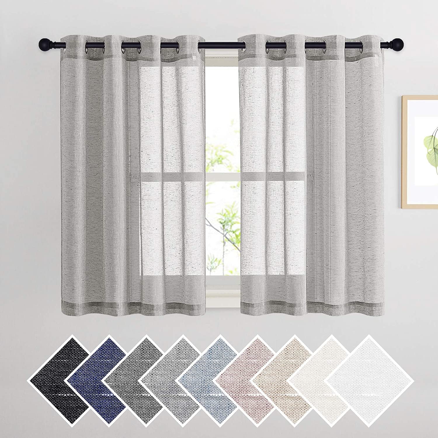 BICIDO-Flax Sheer Linen Curtains Privacy Protection for Bedroom, Retro ...