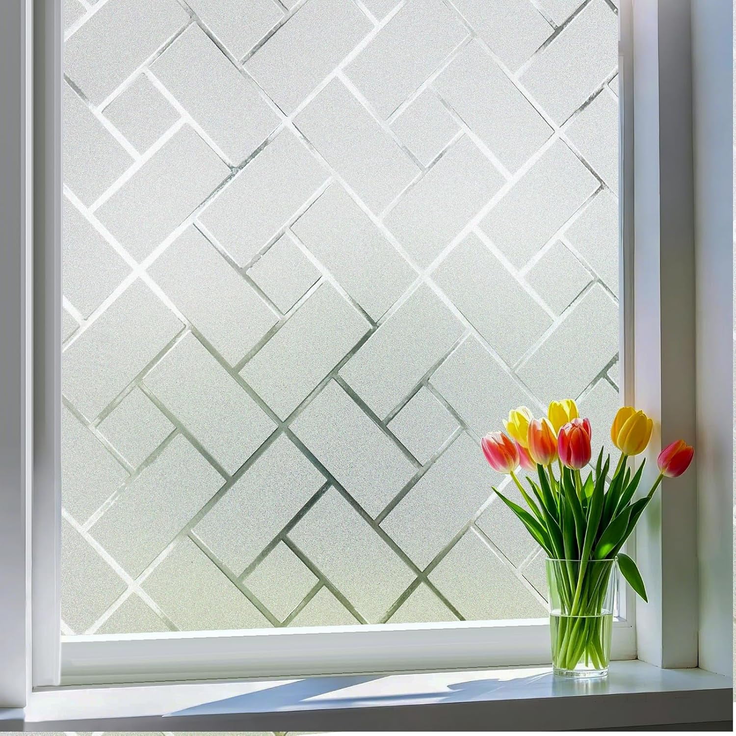 BICIDO-Non-Adhesive Frosted Glass Window Film & Window Privacy Film for ...