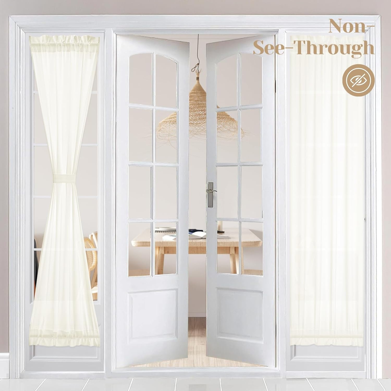 BICIDO-Non-See-Through Sidelight French Curtains for Front Door, Light ...