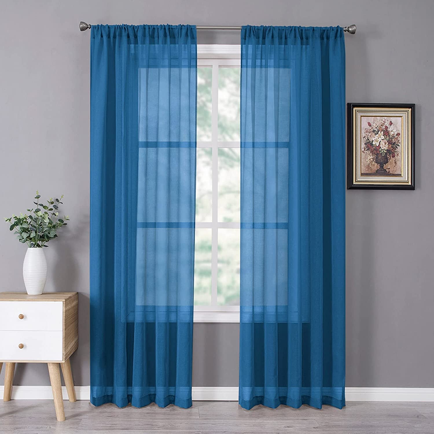 BICIDO-Sheer Curtain Linen Textured Living Room Curtains Sheer Light ...
