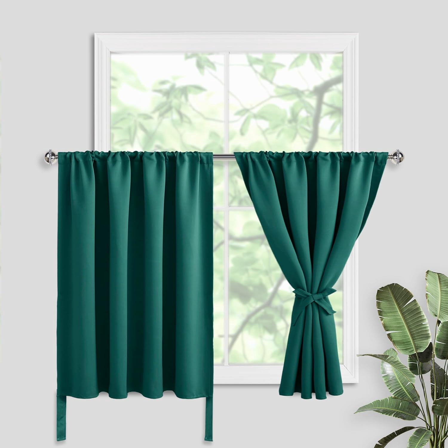 BICIDO-Short Blackout Curtains for Small Window - Cafe Room Darkening ...