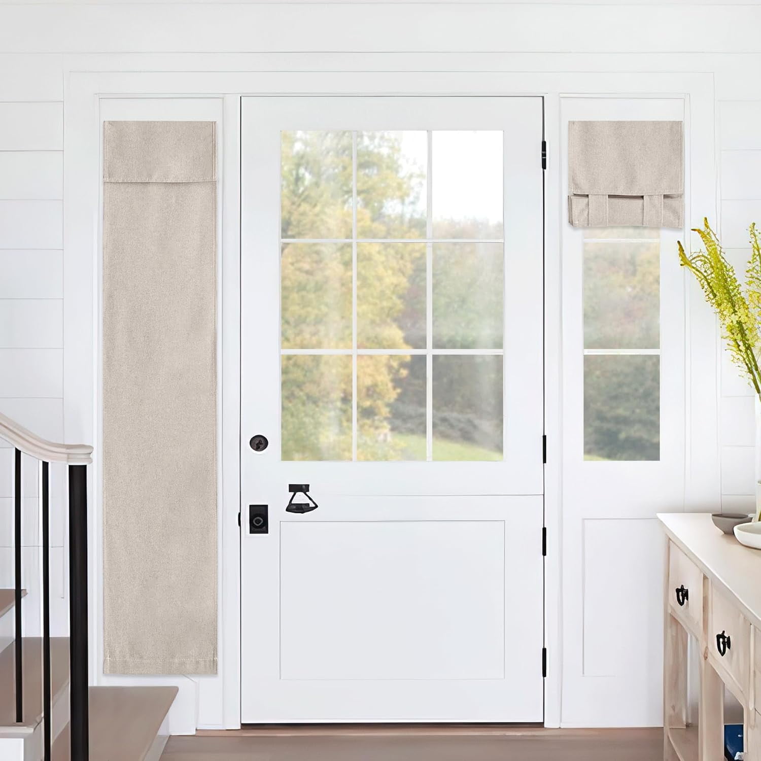 BICIDO-Sidelight Door Curtains, Thermal Insulated Linen Blend Window Curtains Full Privacy ...