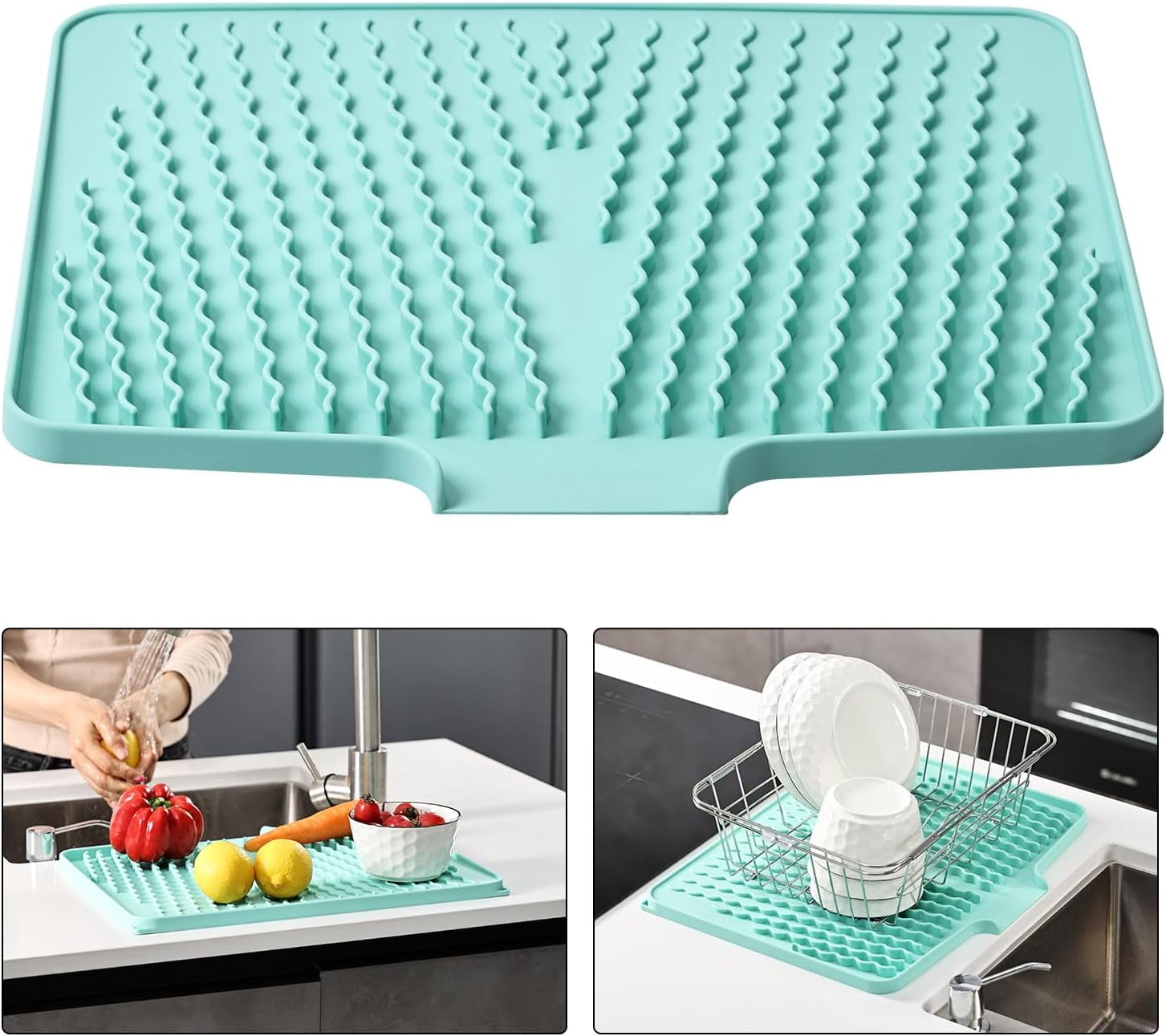BICIDO-Silicone Dish Drying Mat for Kitchen Counter or Sink , Heat ...