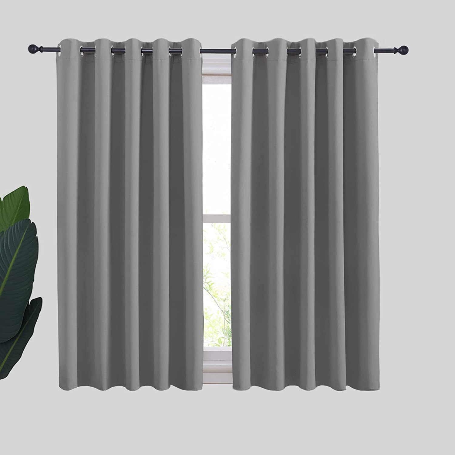 BICIDO-Silver Grey Blackout Curtain Panels for Bedroom, Thermal ...
