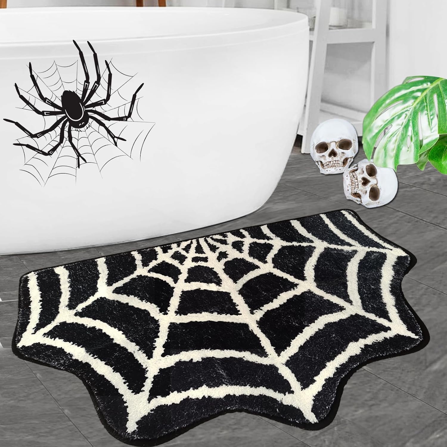 BICIDO-Spider Web Bath Mat Rug,31x20 Inch Halloween Bathing Mat Non ...